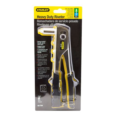Rivet Gun Stanley Heavy Duty Genuine Pro 6pc Kit 1 8 3 32 5 32 3 16 Po