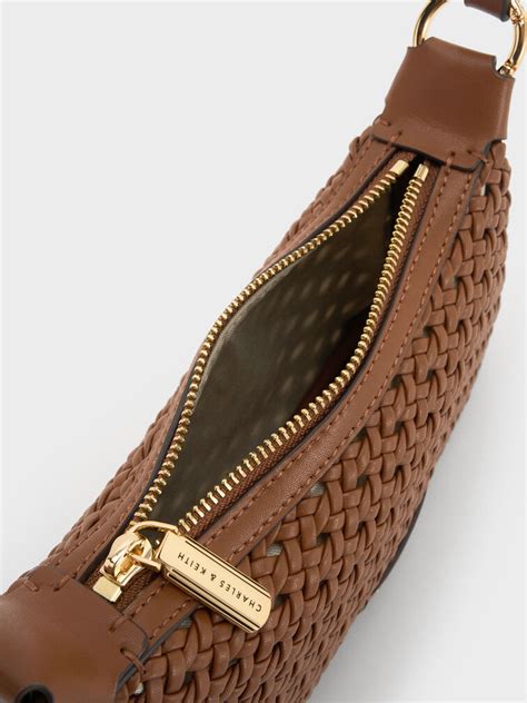 Chocolate Mini Calla Woven Shoulder Bag Chocolate Charles And Keith De