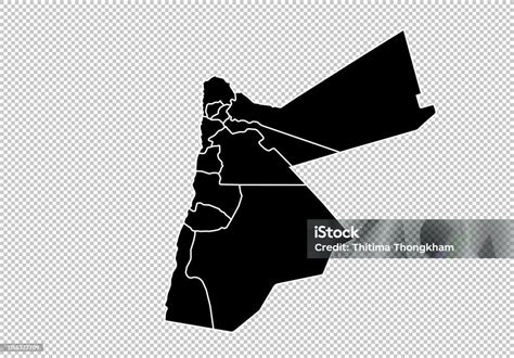 요르단 지도높은 상세한 블랙 지도 카운티 지역 요르단의 국가 요르단 지도 투명 한 배경에 고립 0명에 대한 스톡 벡터 아트 및 기타 이미지 Istock