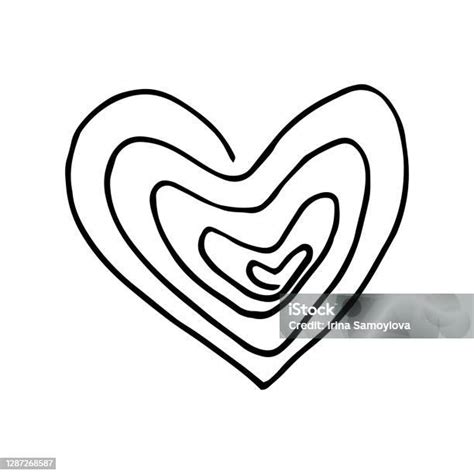 하트 나선형 아이콘 스티커 스케치 핸드 그린 낙서 벡터 스칸디나비아 흑백 미니멀리즘 기호 발렌타인 데이 사랑 그리기에 대한 스톡 벡터 아트 및 기타 이미지 Istock