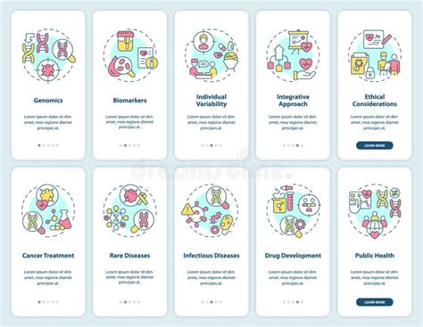 Precision Medicine Onboarding Mobile App Screens Set Stock Vector Illustration Of Screen Menu