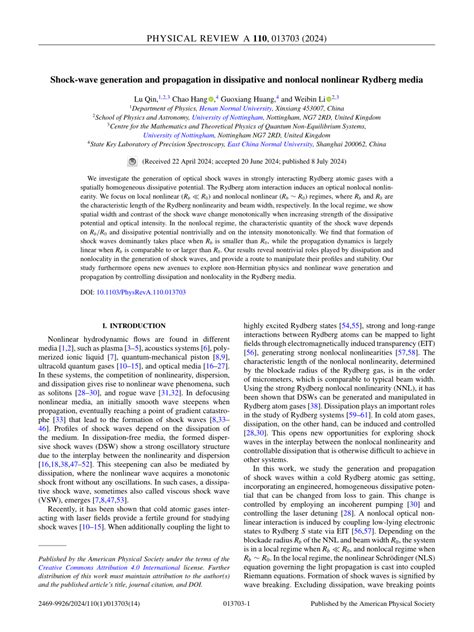 Pdf Shock Wave Generation And Propagation In Dissipative And Nonlocal