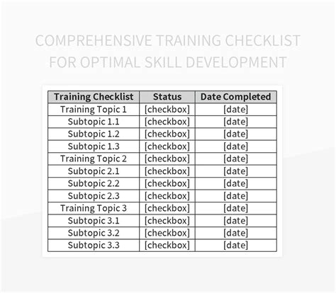 Training Progress Tracker Monitoring And Enhancing Performance Excel