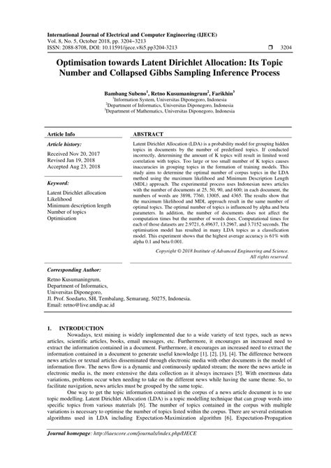 Pdf Optimisation Towards Latent Dirichlet Allocation Its Topic