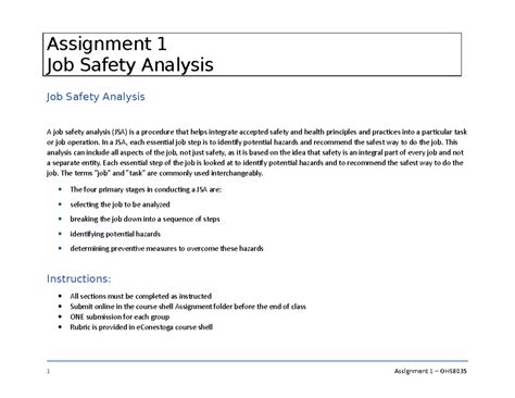 ohs8035 assignment 1 job safety analysis f23 copy ohs8035