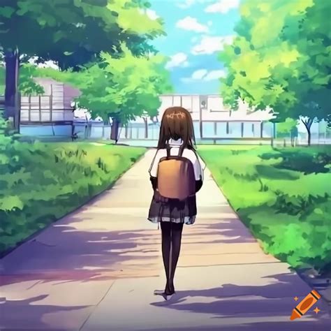 Anime Girl Walking To School