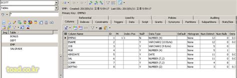 [toad for oracle] 스키마 브라우저에서 테이블 컬럼 주석 표시 토드 활용 tip 토드 커뮤니티 toad