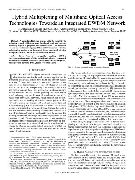 Pdf Hybrid Multiplexing Of Multiband Optical Access Technologies Towards An Integrated Dwdm