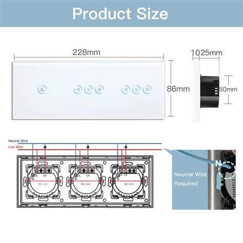 Bseed 1 2 3 Gang Zigbee Switch With Double Dimmer Switch 228mm Bseedswitch