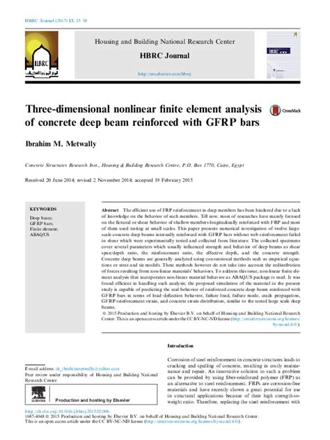 Pdf Three Dimensional Nonlinear Finite Element Analysis Of Concrete