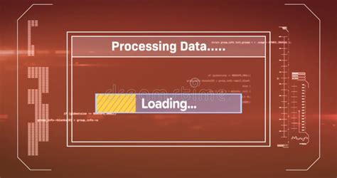 Image Of Interface With Data Processing Against Light Spot On Red