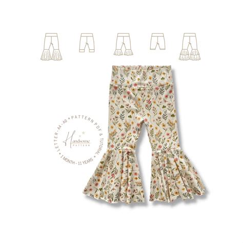 Flare Leggings Pattern Flared Pants Pattern Pdf Girls Bell Bottom