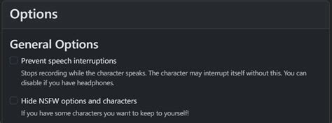 Profile Settings Voxta Documentation