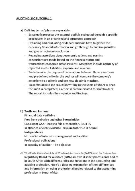 auditing 200 tutorial 1 auditing 200 tutorial 1 a defining terms