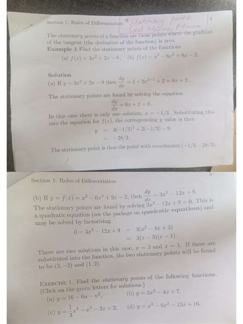 Stationary Points Local Maxima Minima Pdf
