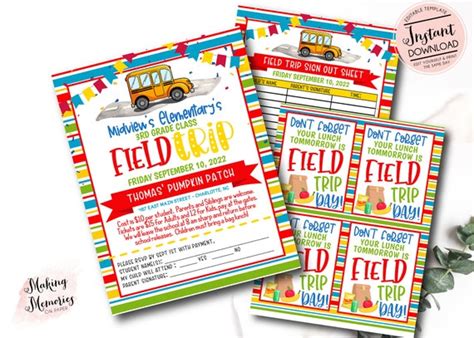 Field Trip Permission Slip Form Field Trip Flyer School Etsy