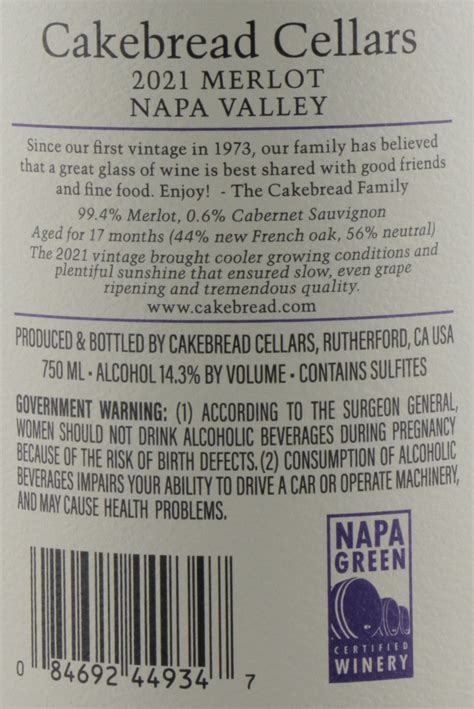 Experience Luxury Cakebread Cellars Merlot Wine Napa Valley
