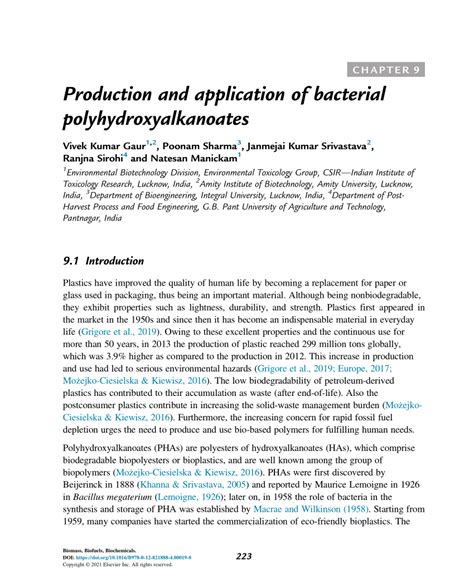 Pdf Production And Application Of Bacterial Polyhydroxyalkanoates
