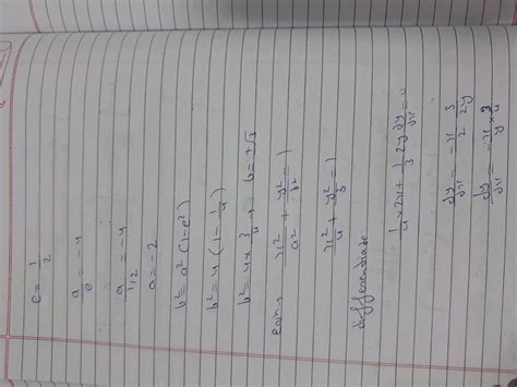 The Eccentricity Of An Ellipse Whose Center Is The Originnis 1 2 If One Of Its