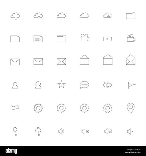 Simple Thin Outline Icon Set Trendy Simple Thin Icons For Web Design Or Mobile Application