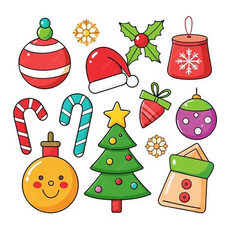 Premium Vector Cartoon Christmas Ornaments And Decorations
