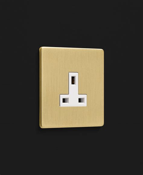Plug Socket Without Switch Gold Brushed Brass Plug Socket