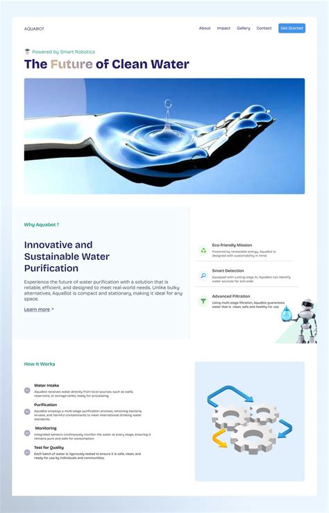 Hi Linkedin I Designed A Website Landing Page For Aquabot A Clean