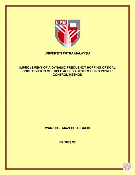 Pdf Improvement Of A Dynamic Frequency Hopping Optical Code Division Multiple Access System