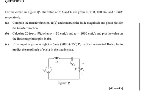 Solved For The Circuit In Figure Q The Value Of R L And C Chegg