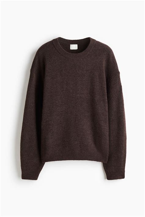 Womens Dark Brown Knit Sweater Handm Ca