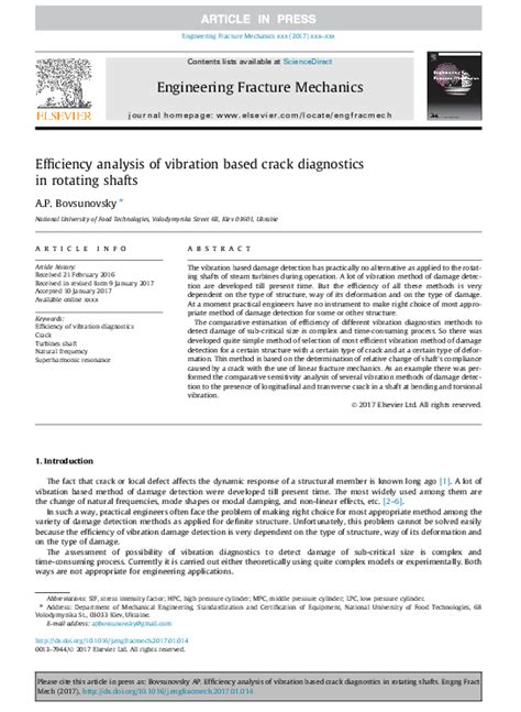 Pdf Efficiency Analysis Of Vibration Based Crack Diagnostics In