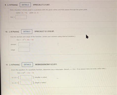 Solved Find A Function F Whose Graph Is A Parabola With The