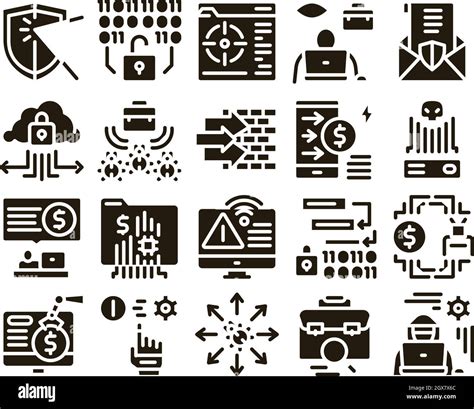 Pentesting Software Glyph Set Vector Stock Vector Image And Art Alamy
