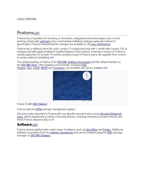 Features Linux Fedora Pdf Fedora Operating System Free Software