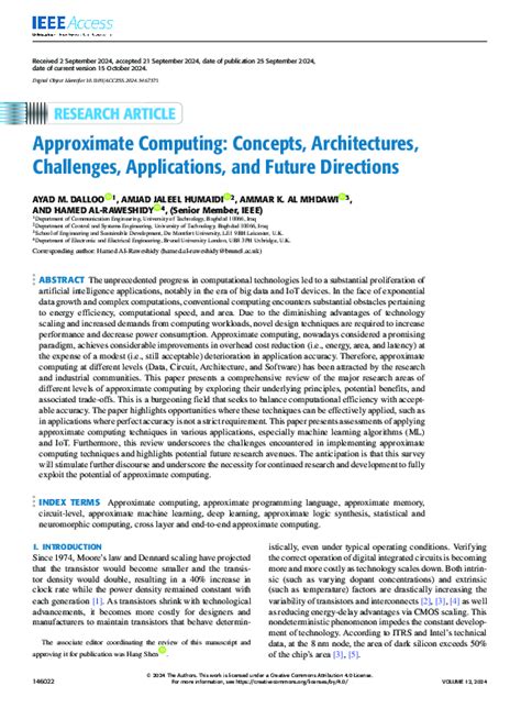 Pdf Approximate Computing Concepts Architectures Challenges Applications And Future