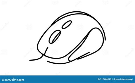 Continuous One Line Drawing Of Computer Mouse Icon Minimalism Drawing