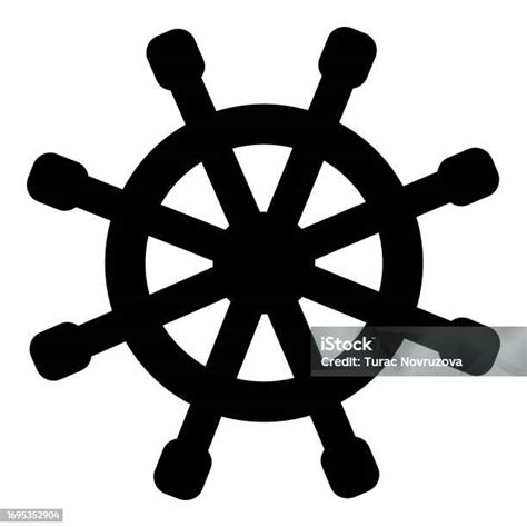 나무로 된 해양 바퀴 단단한 아이콘 항해 개념 흰색 배경에 선박 조타 장치 기호 글리프 스타일의 모바일 개념 웹 디자인의 선상 스티어링 휠 아이콘 벡터 그래픽 검은색에 대한