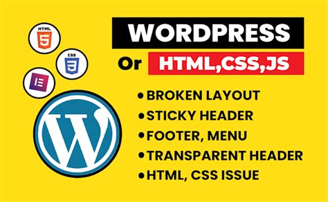 Fix Wordpress Broken Layout Sticky Header Footer Menu Html Css Issue By Hasereshi Fiverr