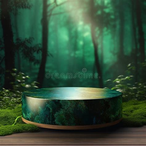 Ai Generative Naturel Product Display Background Stage With Blank Podium Pedestal Stock