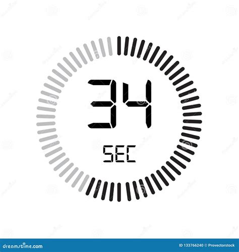 The 34 Seconds Icon Digital Timer Clock And Watch Timer Countdown Symbol Isolated On White