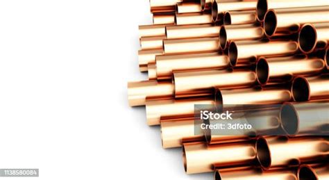 흰색 배경 3d 그림에 구리 파이프 관 튜브에 대한 스톡 사진 및 기타 이미지 관 튜브 청동 0명 Istock