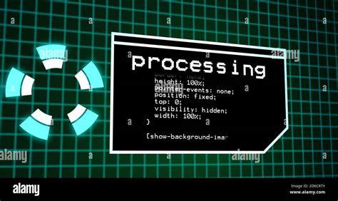 Programing Coding Process On Terminal Control Panel Data Processing Panel With Grid Line Over