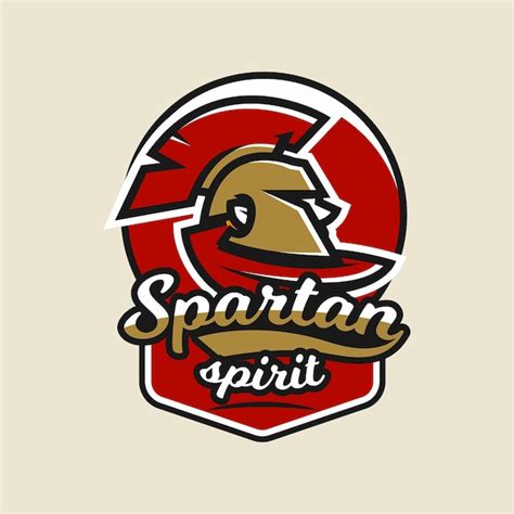 화려한 로고 엠블럼 스파르타 헬멧과 망토 고대 그리스 전사 로마 군인 벡터 일러스트 레이 션 프리미엄 벡터