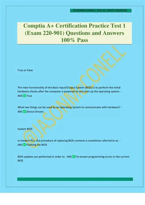 Comptia A Certification Practice Test 1 Exam 220 901 Questions And Answers 100 Pass
