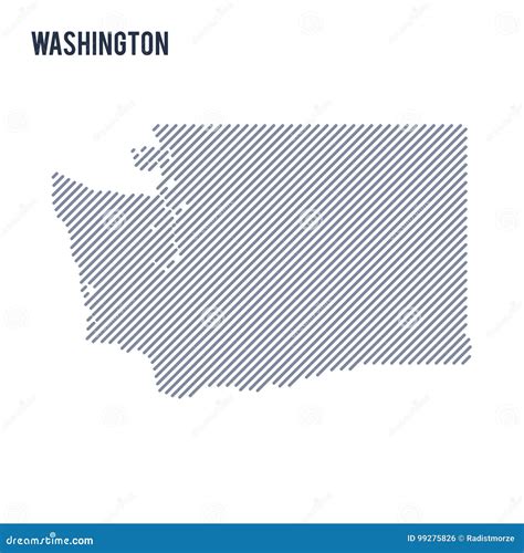 Vector Abstract Hatched Map Of State Of Washington With Oblique Lines Isolated On A White