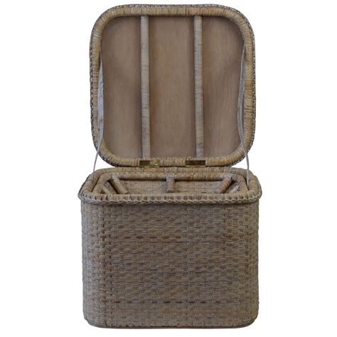 Paracas Rattan Whitewash Square Chest Storage Franklin Hobart
