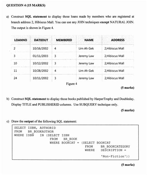 QUESTION 4 15 MARKS A Construct SQL Statement To Chegg Com