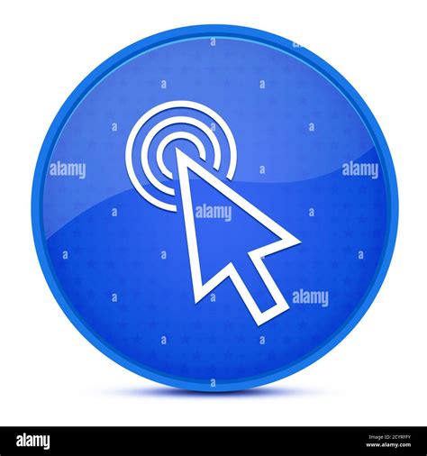 Cursor Click Aesthetic Glossy Blue Round Button Abstract Illustration