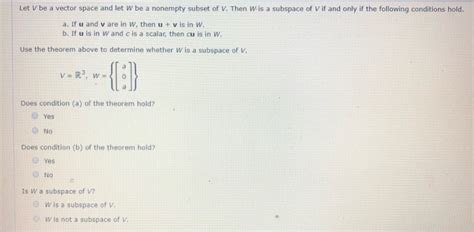 Solved Let V Be A Vector Space And Let W Be A Nonempty