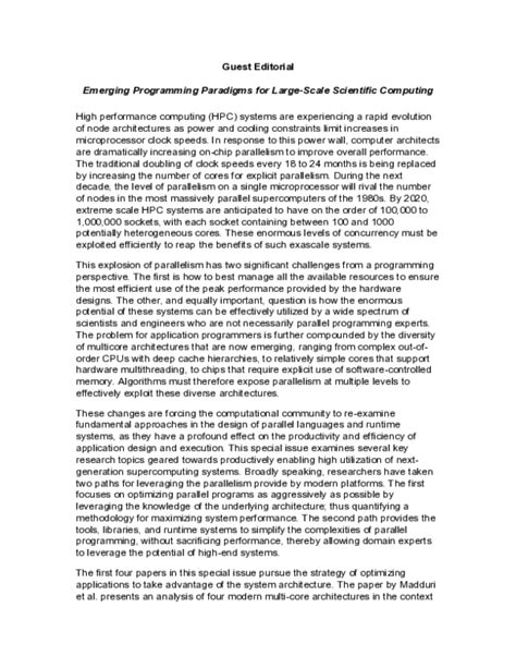 Pdf Emerging Programming Paradigms For Large Scale Scientific Computing